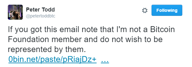 Peter Todd Voices Concerns Over Bitcoin Foundation Politics