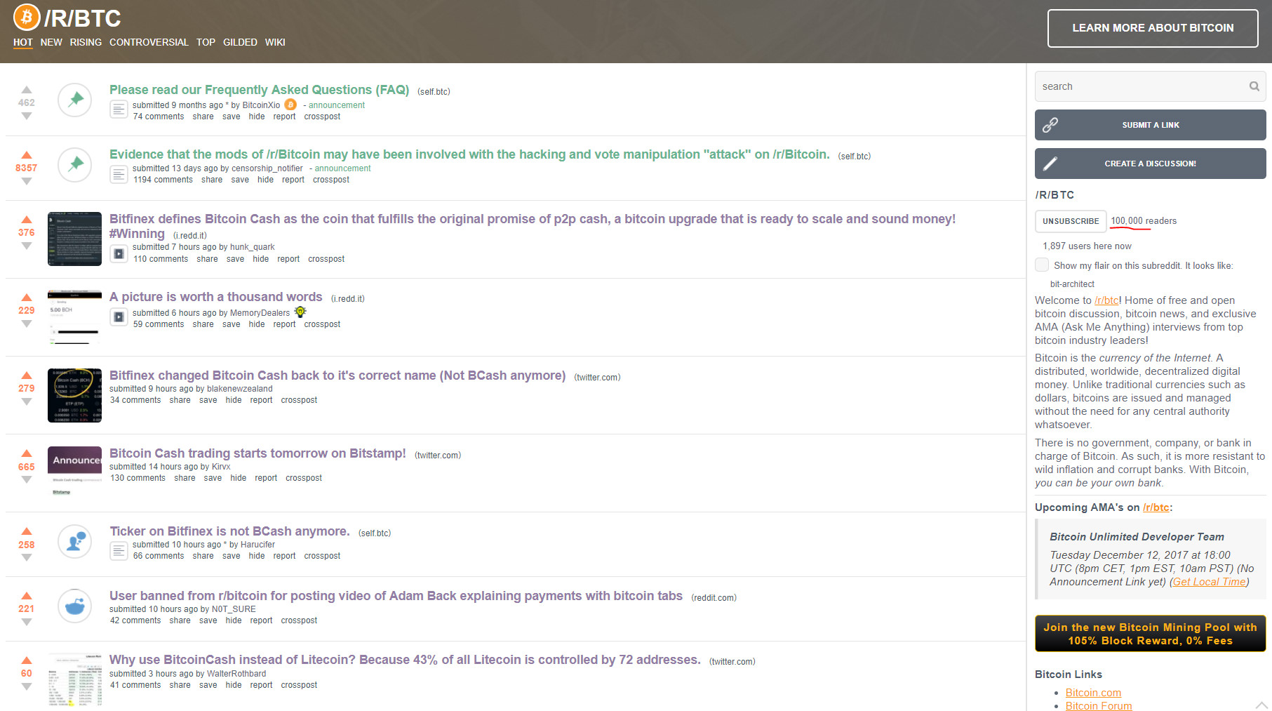 Reddit's /r/btc Reaches 100,000+ Subscribers in a Victory for ...