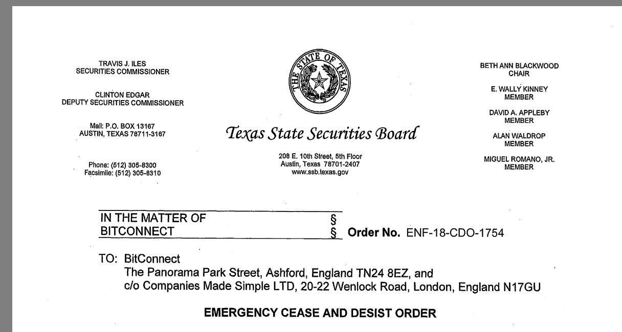 Bitconnect Slapped with Securities Emergency Cease and Desist Order ...