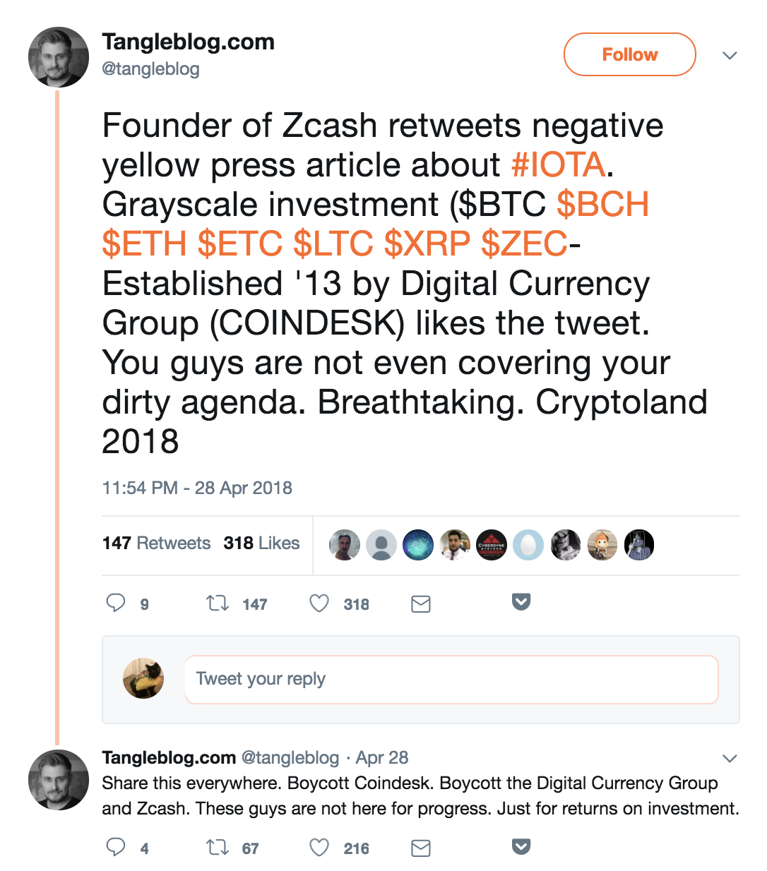 IOTA Supporters: Tweeting a News Link Is “Spreading FUD” – News Bitcoin ...