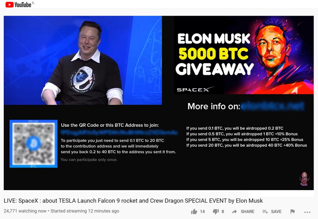 Spacex Bitcoin Scam Features BTC Giveaway, Elon Musk, and NASA Launch ...