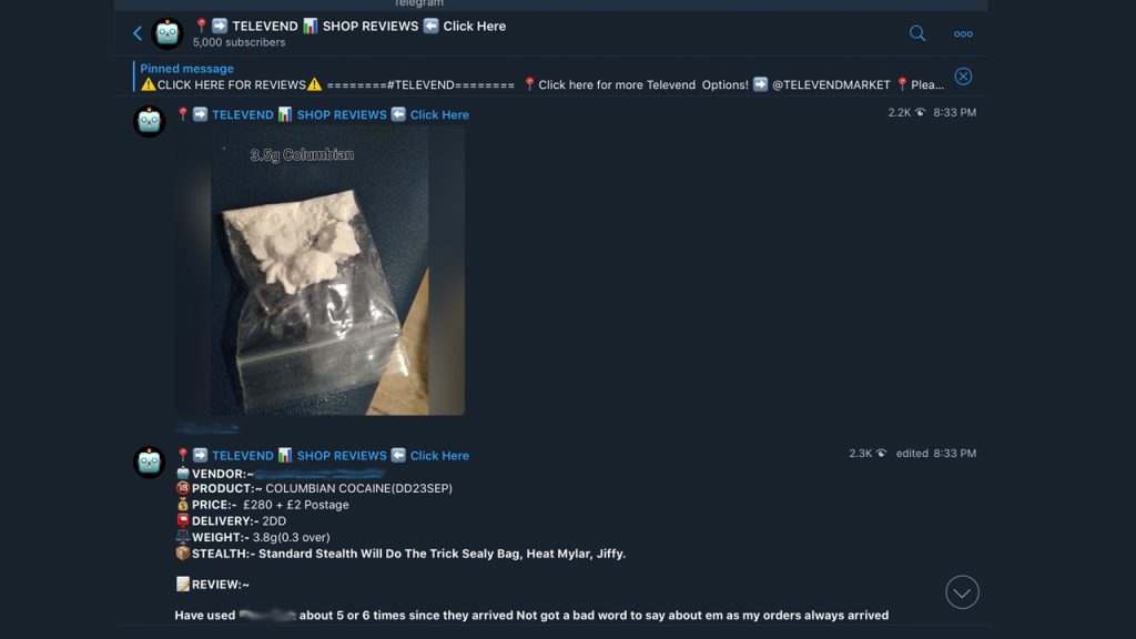 Televend’s Complex System of Telegram Drug Bots Swell as German Police ...