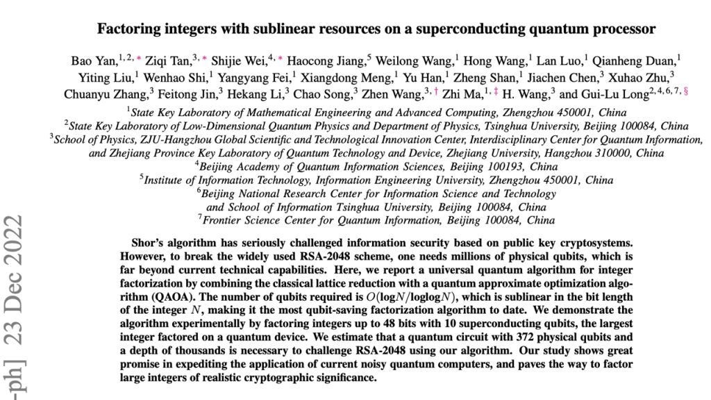 Chinese Researchers Claim Success in Breaking RSA Encryption With Quantum Computer, Experts ...
