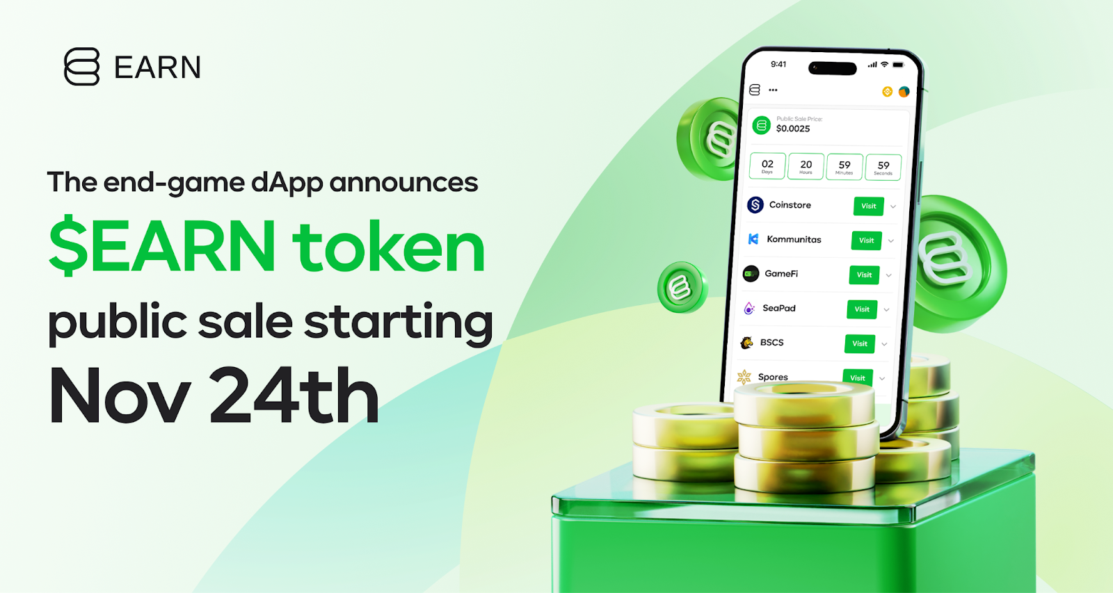 The Earn Network Announces $EARN Token Public Sale – Started on November 24, 2023 on Leading ...