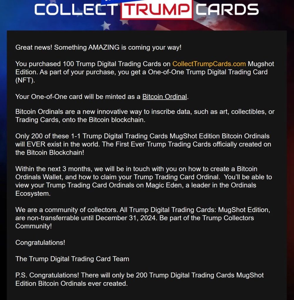 Ex-President Trump Launches Limited Edition Cards on Bitcoin Blockchain ...