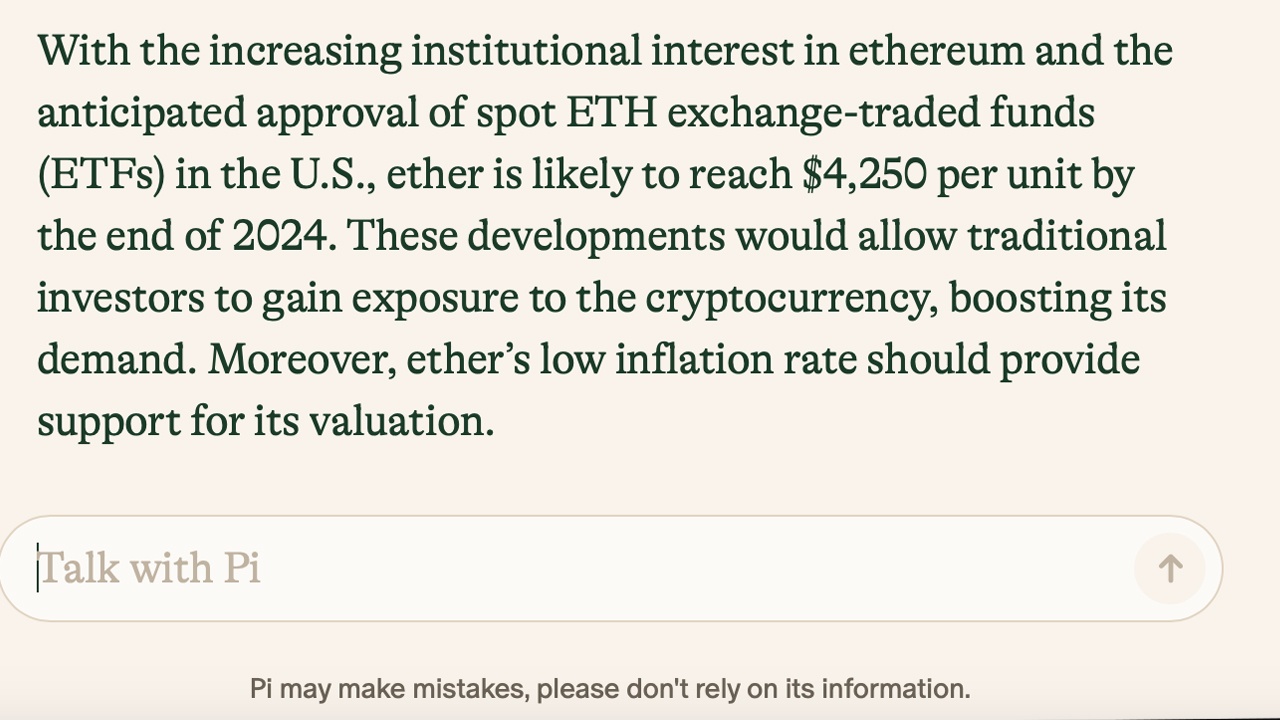 Прогнозируемая цена Ethereum к концу года по версии 9 различных AI чат-ботов: от $3,800 до ...