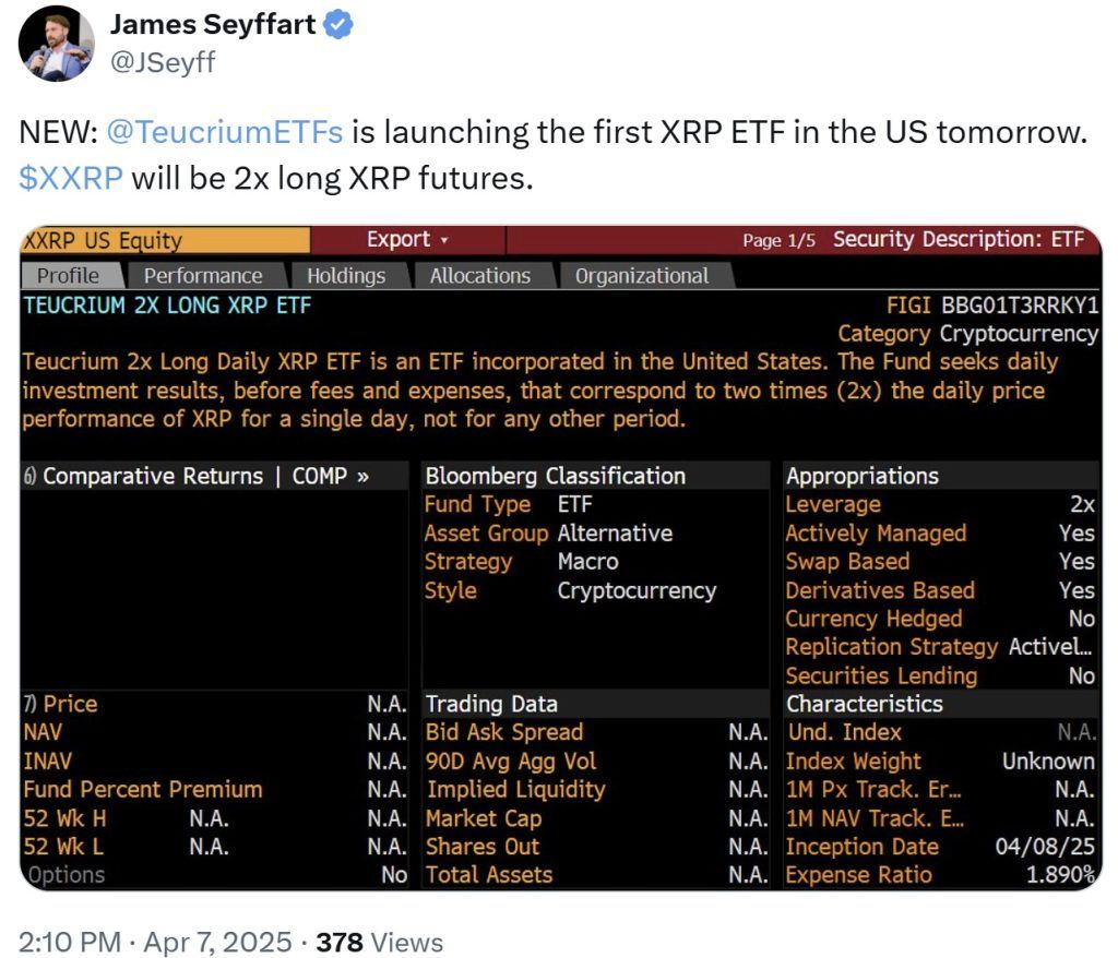 XRP-Based ETF Goes Primetime in US With 2x Power on NYSE Arca – Featured Bitcoin News