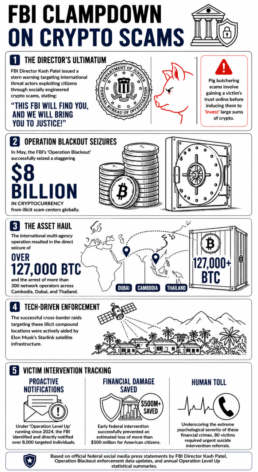 FBI Director Kash Patel Vows to Bring 'Pig Butchering' Crypto Criminals ...